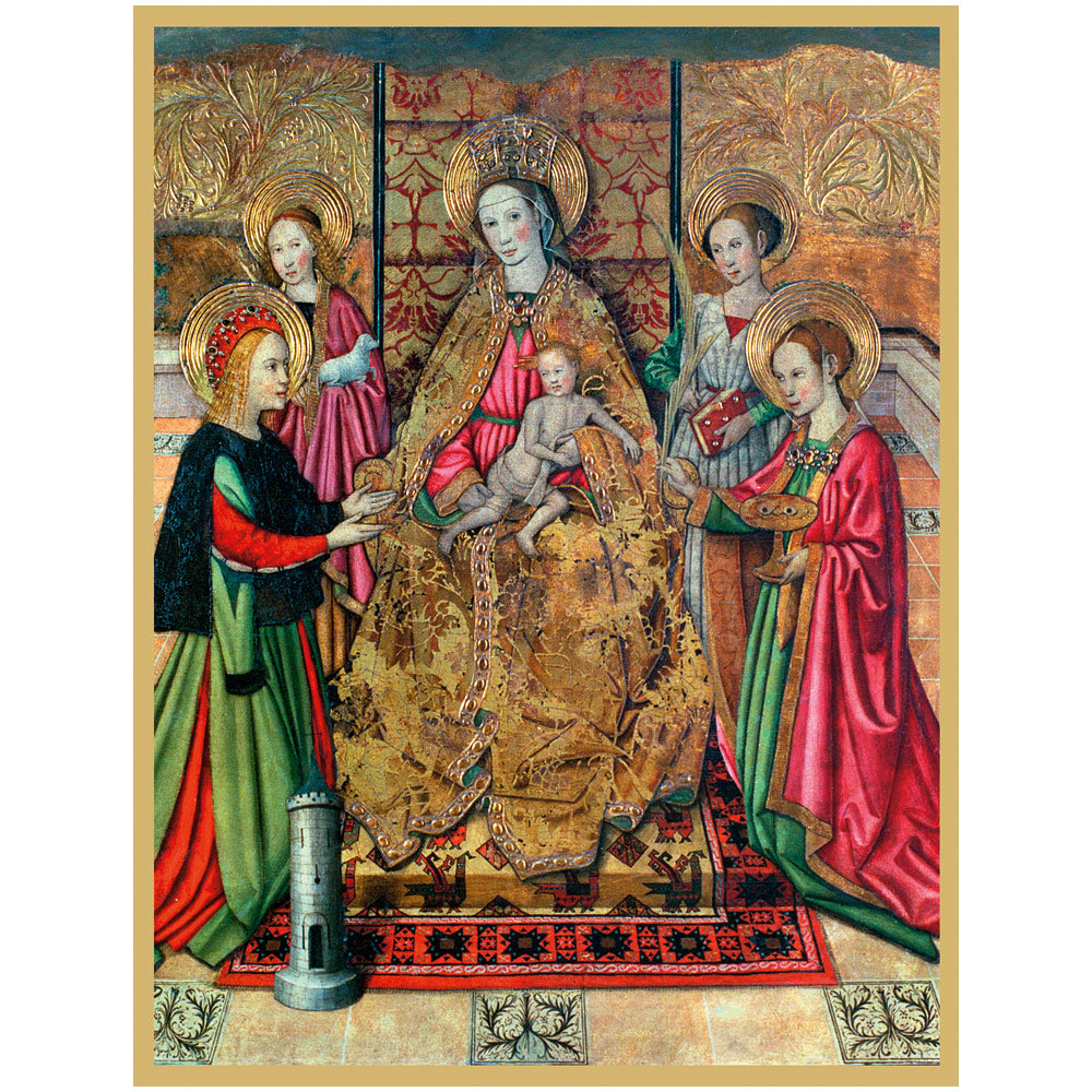 Virgin & Child with St Ines/St Barbara Holiday Cards, BLANK In Cello ...