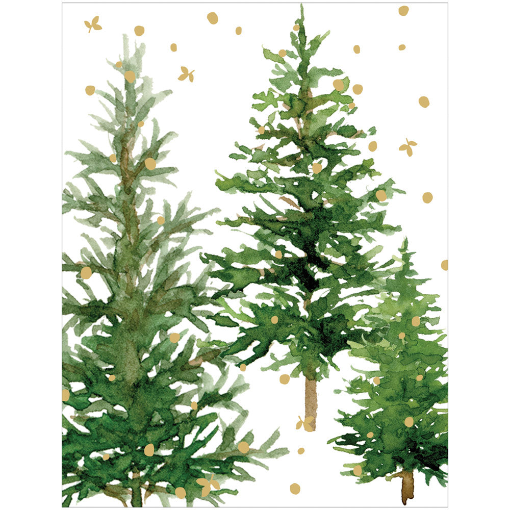 White Christmas Foil English Language Holiday Cards - 10 cards & 10 en ...