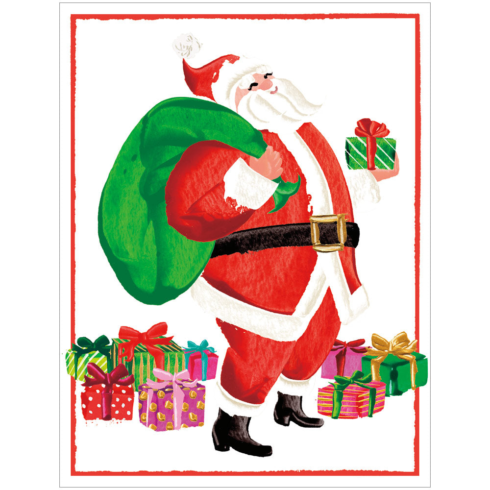 Smiling Santa Holiday Cards, BLANK in Cello Pack - 5 cards & 5 envelop ...