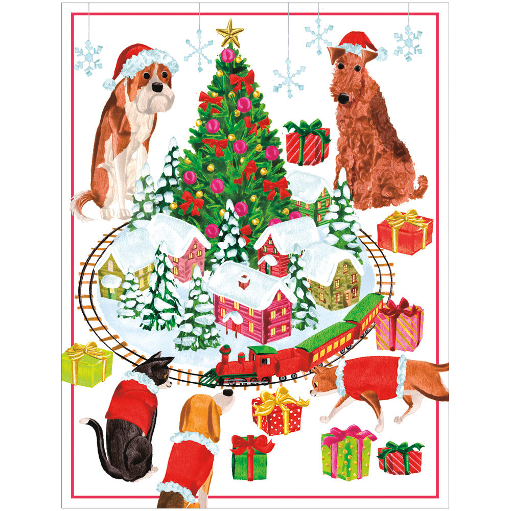 Pets With Model Train Holiday Cards, BLANK in Cello Pack - 5 cards & 5 ...