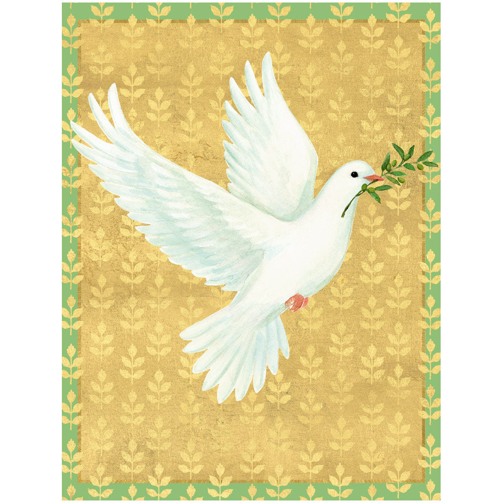 Golden Peace Dove Classic Christmas Card Blank - includes 1 card & env ...
