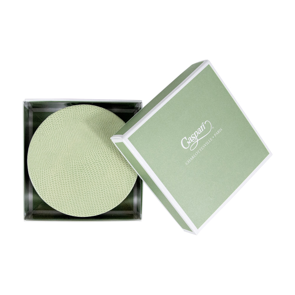Moss Green Lizard Coaster Round 8 In Felt-4 Inch Diam – Caspari Europe