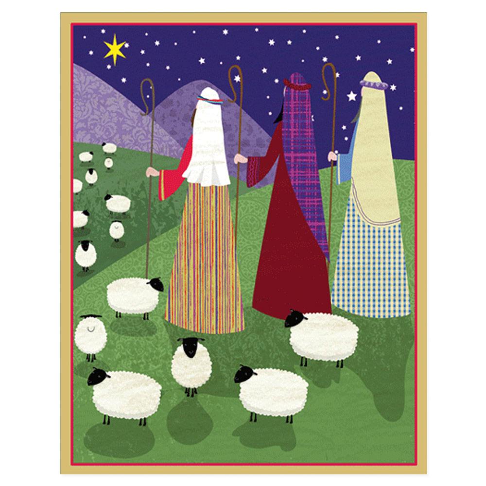 Shepherd Watch Mini Christmas Cards in Cello Pack - 5 Cards & 5 Envelo ...